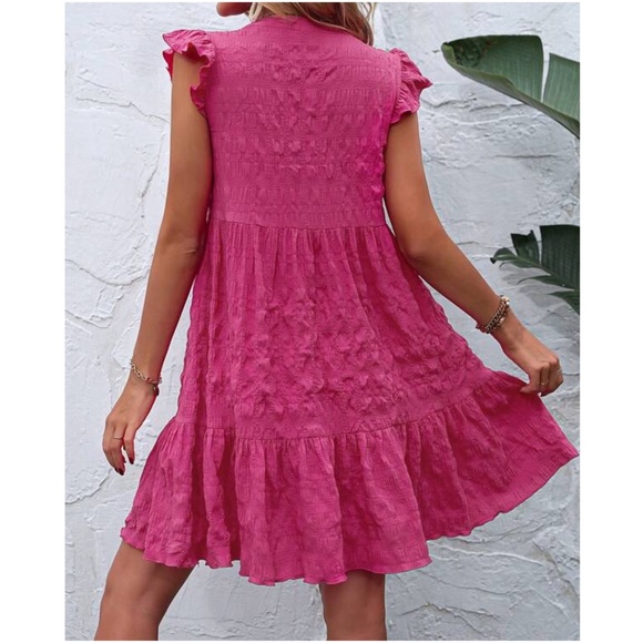 BellanBlue | Dresses | 34 Hot Pink Ruffle Sleeve Mini Dress | Poshmark